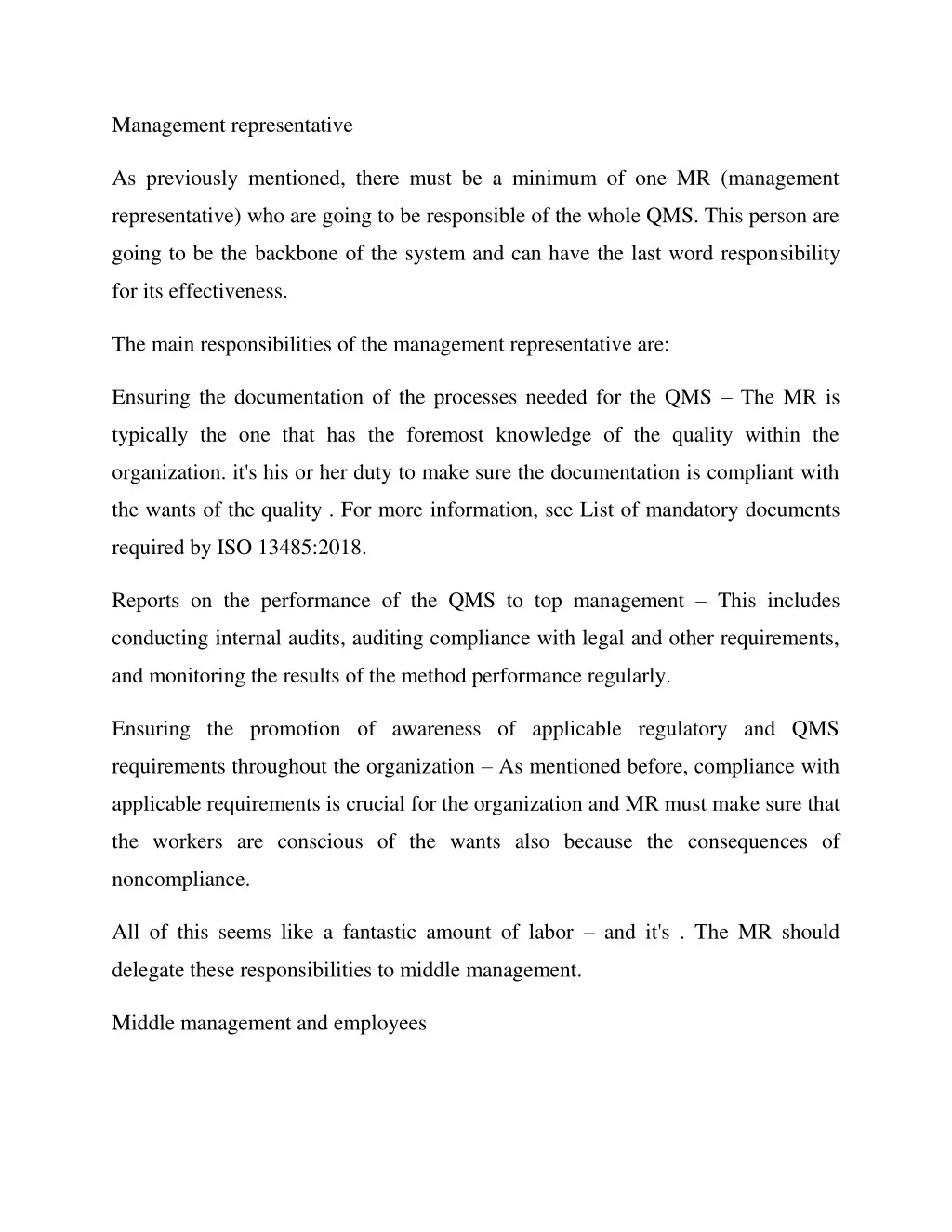 PPT - The roles and responsibilities of ISO 13485 according to QMS ...