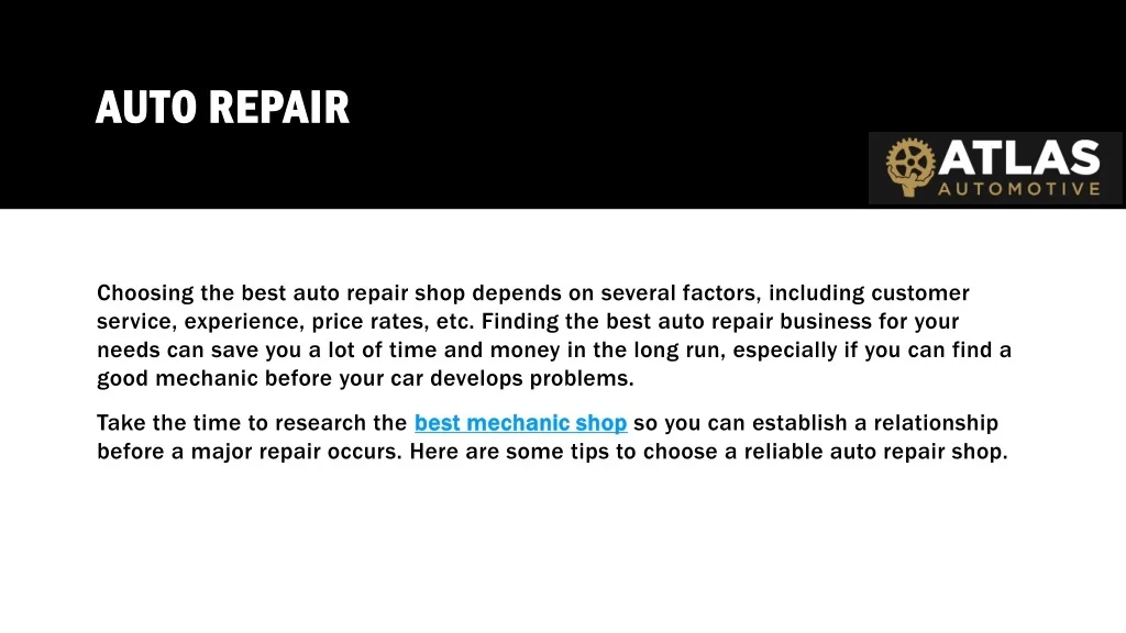PPT - 6 Tips to Choose a Reliable Auto Repair Shop PowerPoint ...