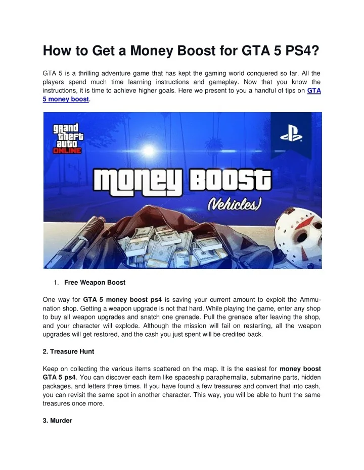 PPT - How to Get a Money Boost for GTA 5 PS4 PowerPoint Presentation ...