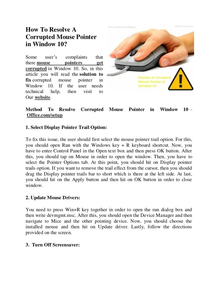PPT - How To Resolve A Corrupted Mouse Pointer in Window 10 PowerPoint ...