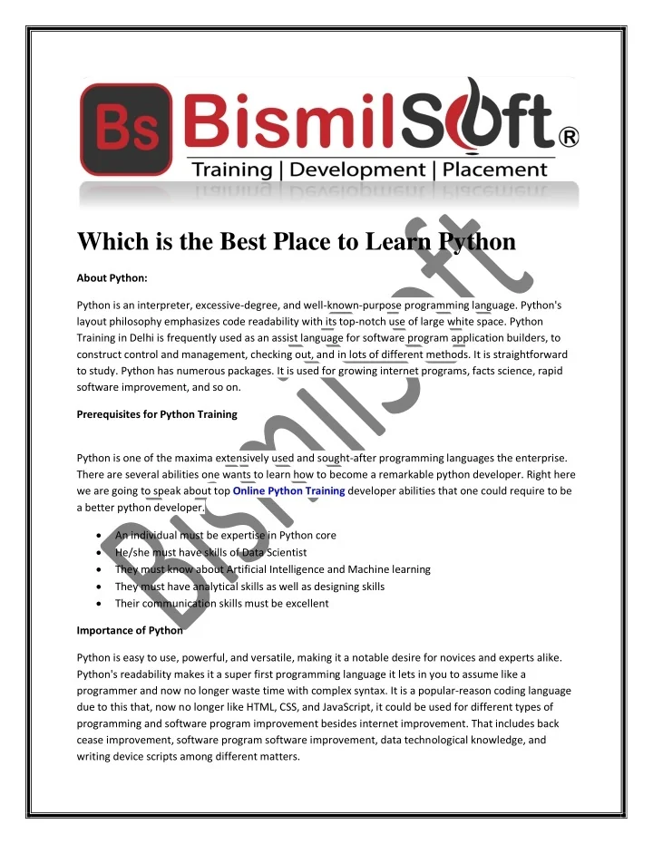 PPT - Which is the Best Place to Learn Python PowerPoint Presentation ...