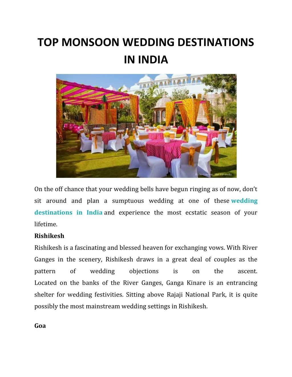 PPT - TOP MONSOON WEDDING DESTINATIONS IN INDIA PowerPoint Presentation ...