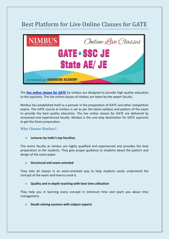 PPT - Live Online Classes for GATE PowerPoint Presentation, free ...