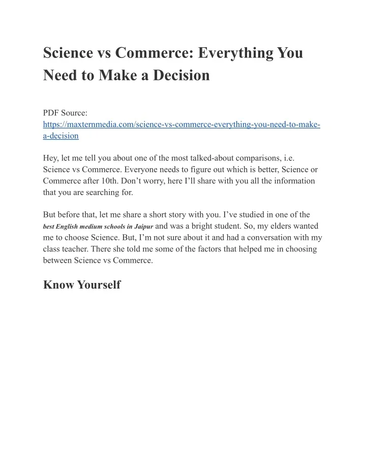PPT - Science vs Commerce Everything You Need to Make a Decision ...