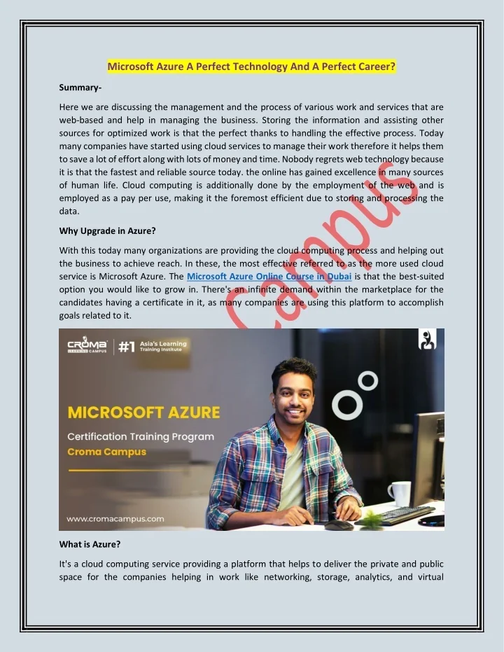 PPT - Microsoft Azure A Perfect Technology And A Perfect Career ...