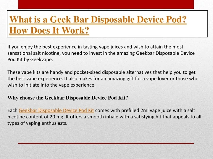 PPT - What is a Geek Bar Disposable Device Pod. How Does It Work ...