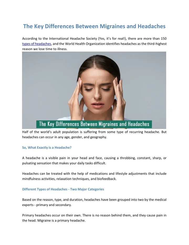 PPT - The Key Differences Between Migraines and Headaches PowerPoint Presentation - ID:10804238