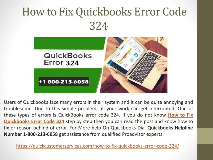 PPT - Call 1-800-213-6058 - How to Fix Quickbooks Error Code 324 ...