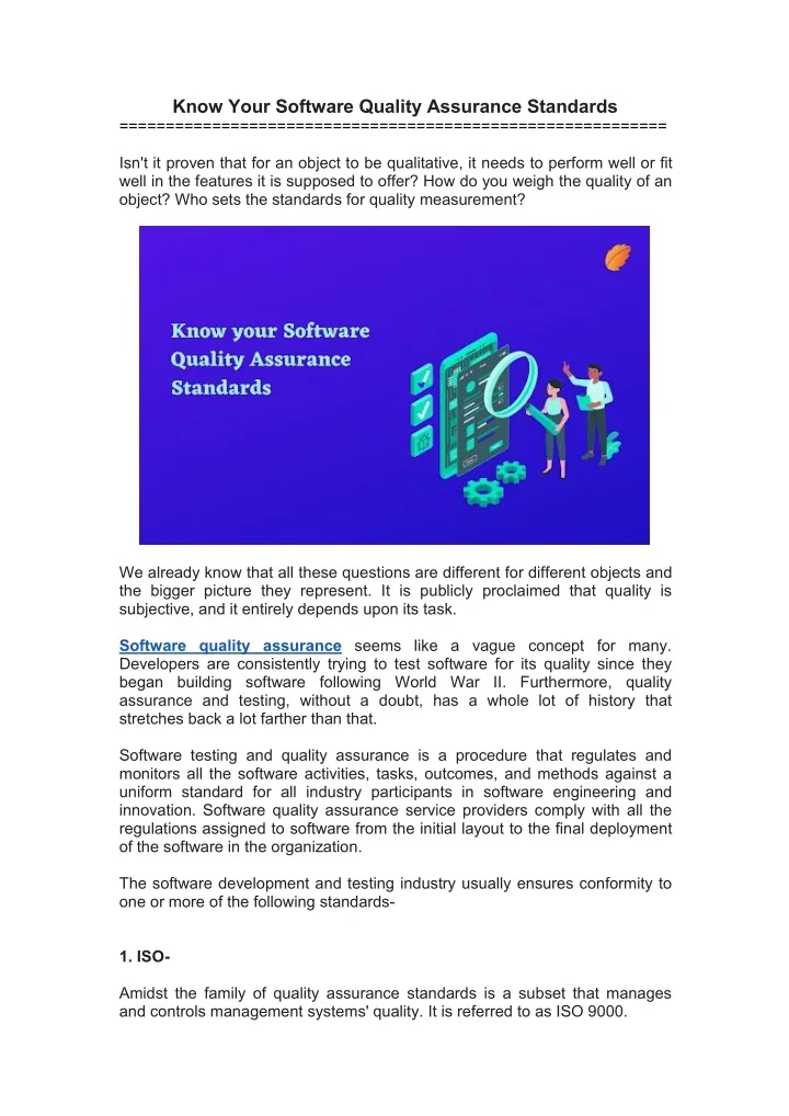 PPT - Know Your Software Quality Assurance Standards PowerPoint ...