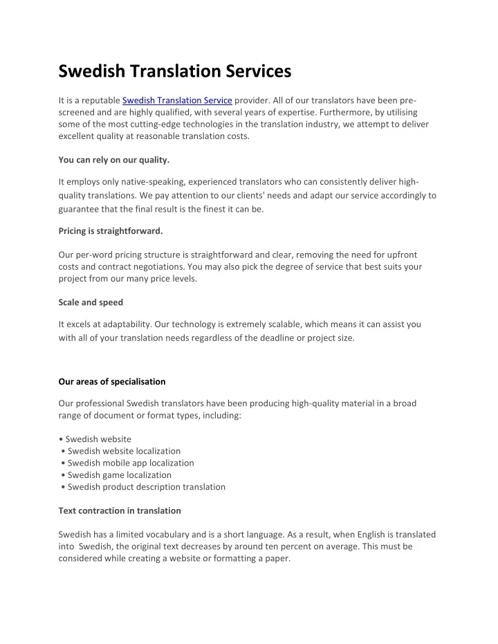 PPT - swedish translation services PowerPoint Presentation, free ...