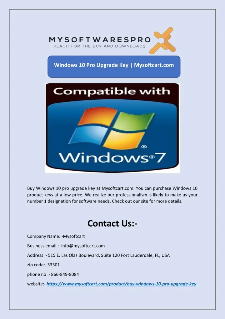 PPT - Windows 10 Pro Upgrade Key | Mysoftcart.com PowerPoint ...