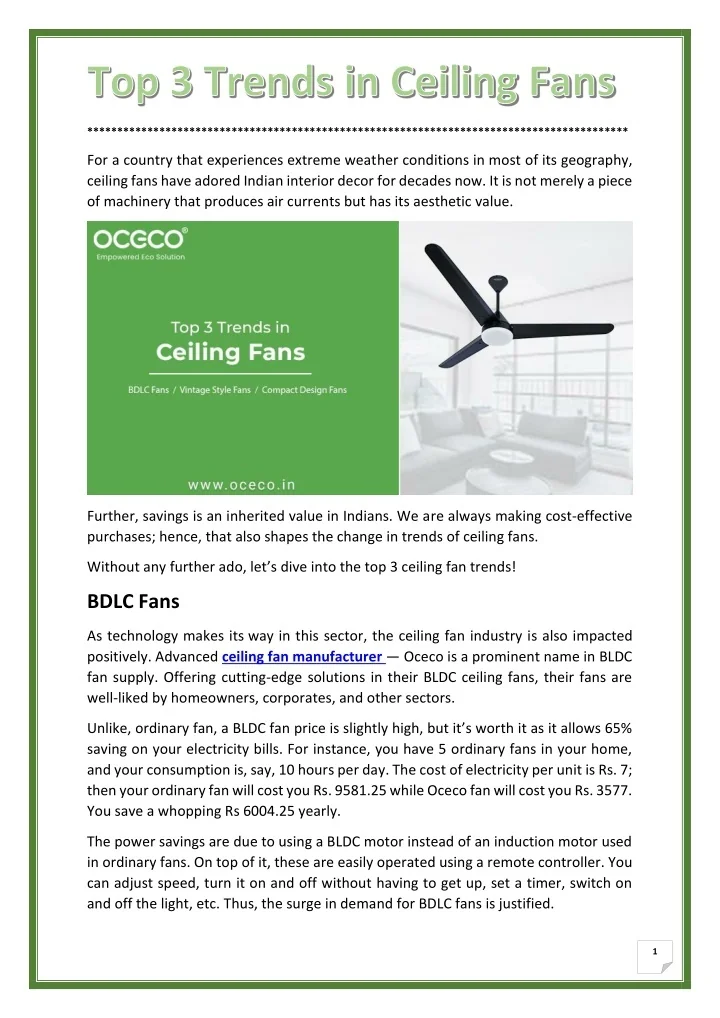 PPT - Top 3 Trends in Ceiling Fans PowerPoint Presentation, free ...