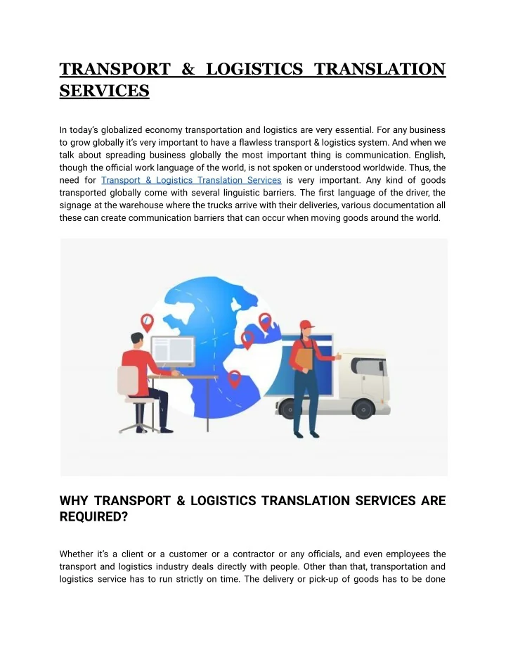 PPT - TRANSPORT & LOGISTICS TRANSLATION SERVICES PowerPoint ...