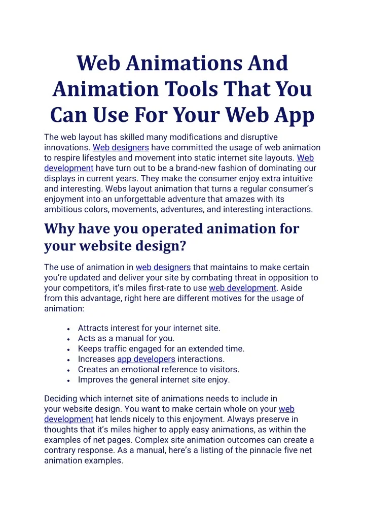 PPT - Web Animations And Animation Tools That You Can Use For Your Web ...