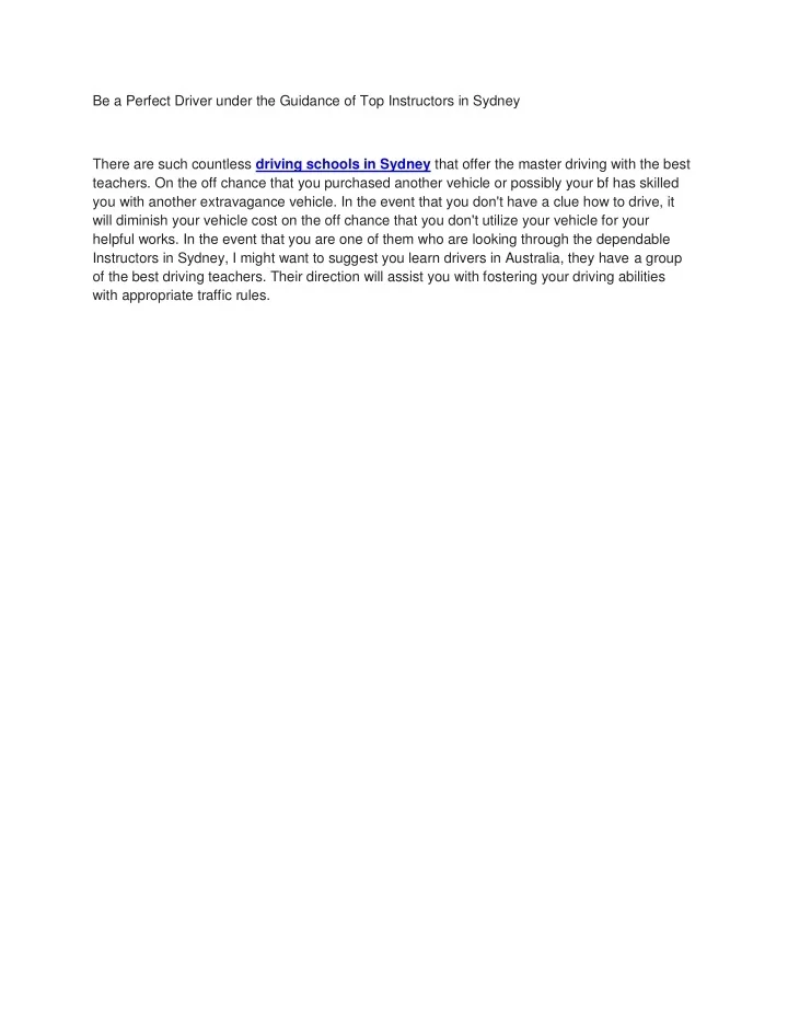 PPT - Be a Perfect Driver under the Guidance of Top Instructors in ...