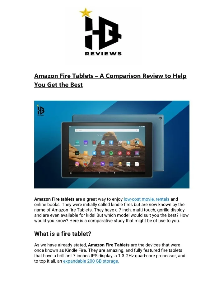 PPT - Amazon Fire Tablets – A Comparison Review to Help You Get the ...