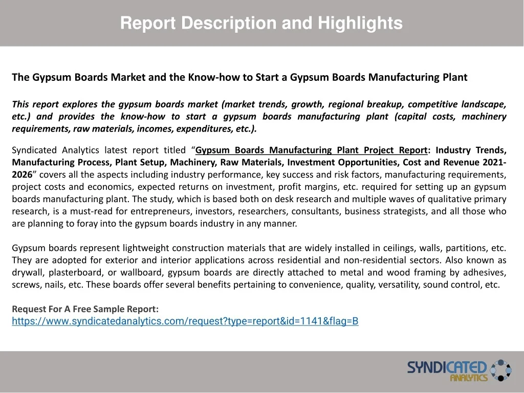 PPT - Gypsum Boards Manufacturing Plant Project Report 2021-2026 PDF ...