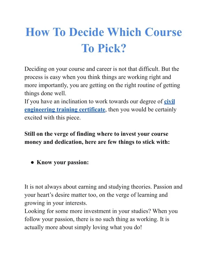 PPT - How to decide which course to pick? PowerPoint Presentation, free ...