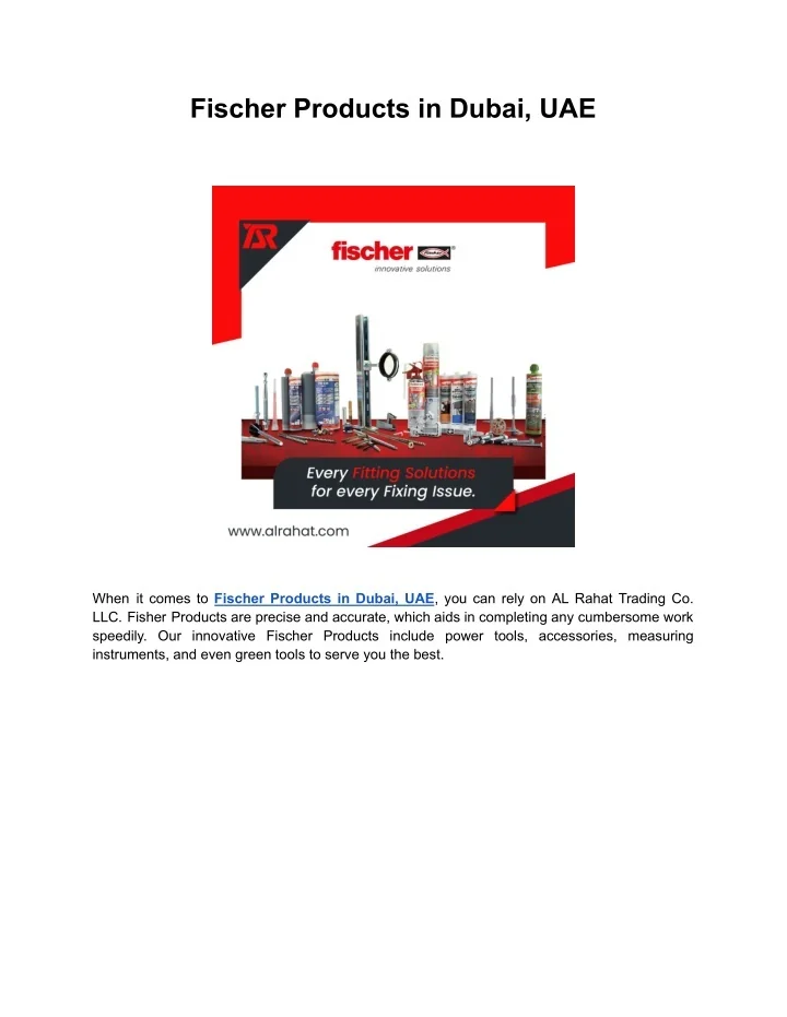 PPT - Fischer Products in Dubai, UAE PowerPoint Presentation, free ...