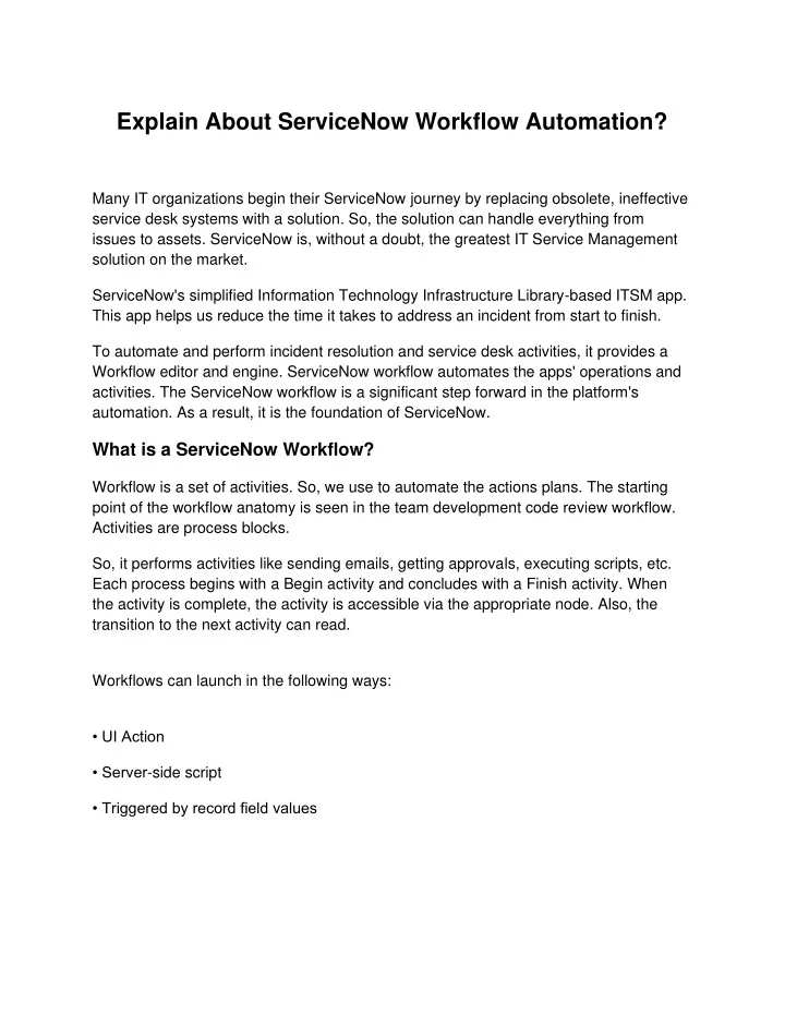 PPT - Explain About ServiceNow Workflow PowerPoint Presentation, free ...