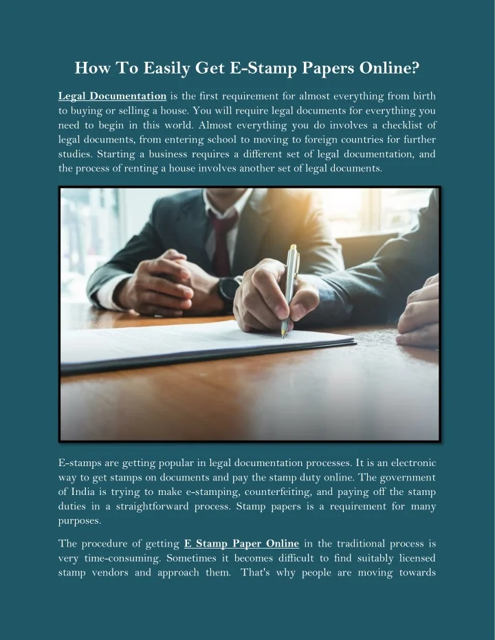 PPT - How To Easily Get E-Stamp Papers Online PowerPoint Presentation ...