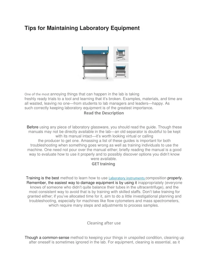 PPT - Tips for Maintaining Laboratory Equipment PowerPoint Presentation ...