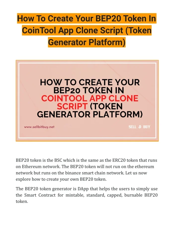 PPT - How To Create Your BEP20 Token In CoinTool App Clone Script PowerPoint Presentation - ID ...