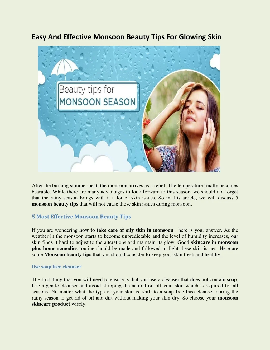 PPT - Easy And Effective Monsoon Beauty Tips For Glowing Skin ...