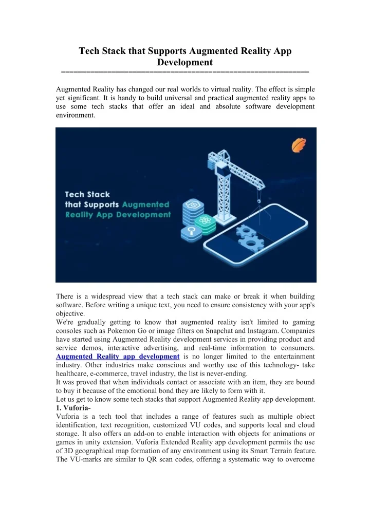 PPT - Tech Stack that Supports Augmented Reality App Development PowerPoint Presentation - ID ...