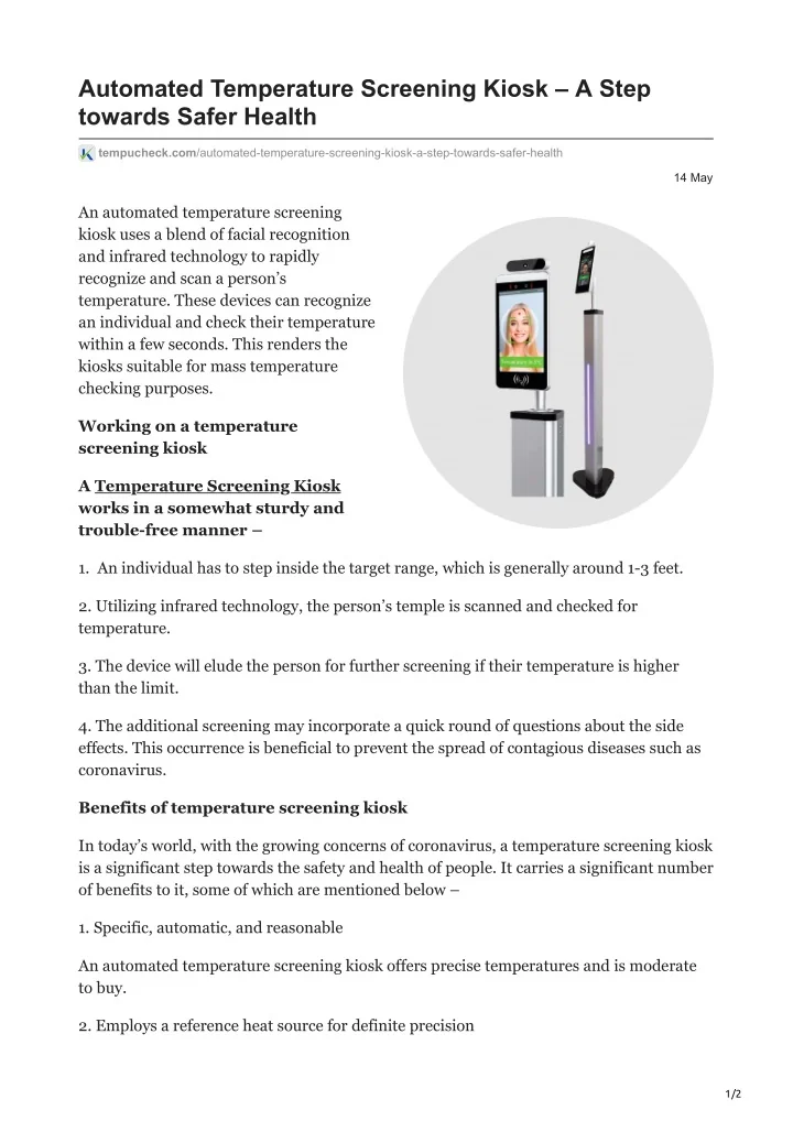 PPT - Automated Temperature Screening Kiosk A Step towards Safer Health ...