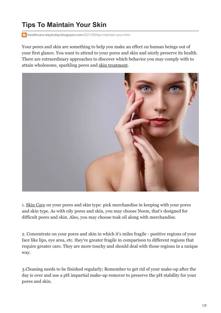 PPT - Tips To Maintain Your Skin PowerPoint Presentation, free download ...