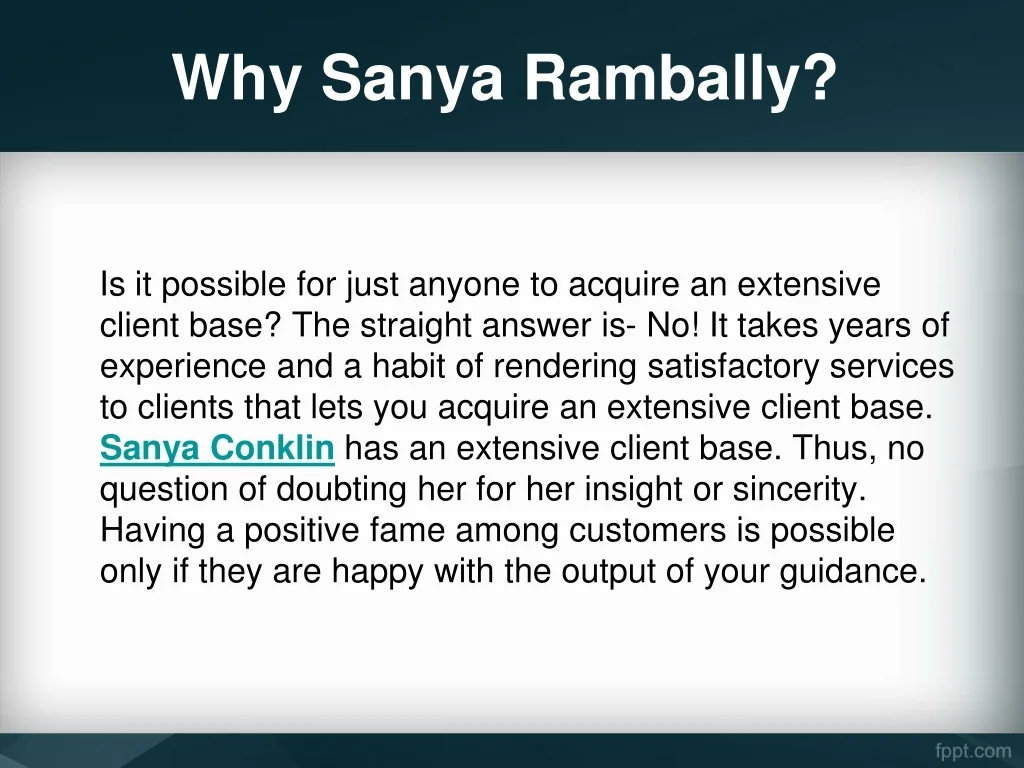 PPT - Who is Sanya Rambally Conklin? PowerPoint Presentation, free ...