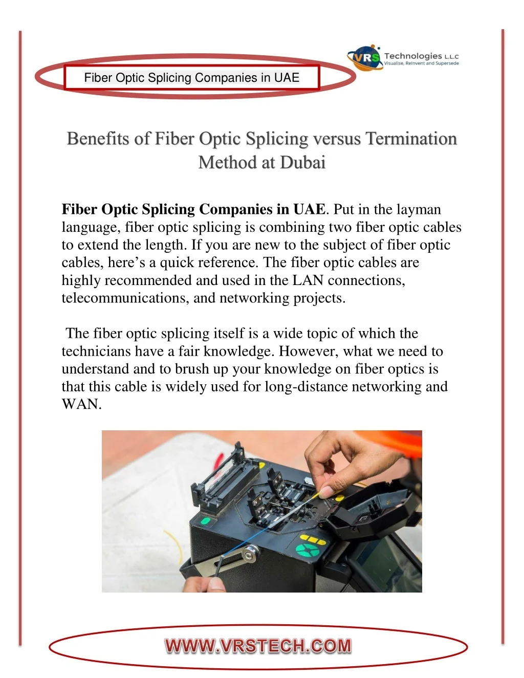 PPT - Benefits of Fiber Optic Splicing versus Termination Method at UAE ...