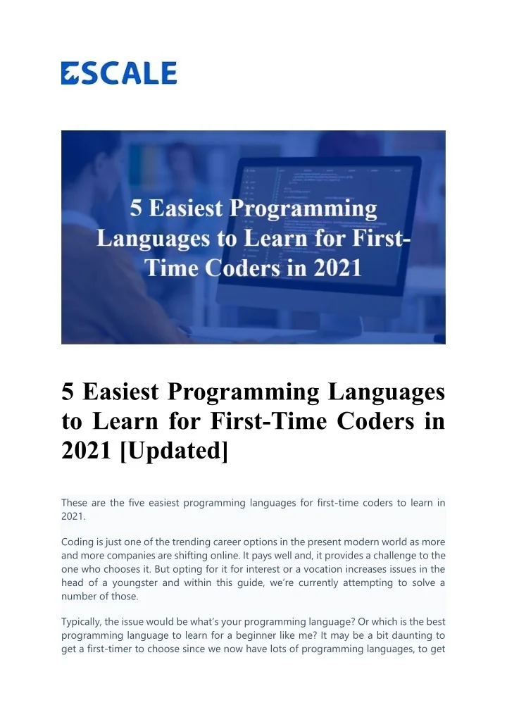 PPT 5 Easiest Programming Languages To Learn For First Time Coders In