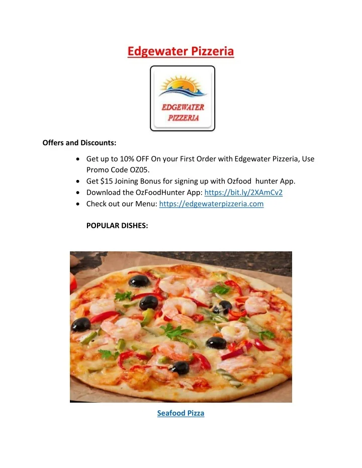 PPT - 10% Off - Edgewater Pizzeria Menu, WA| Pizza Delivery & Takeaway ...