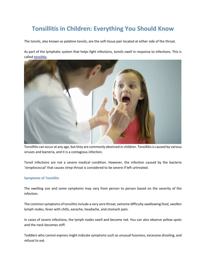 PPT - Tonsillitis in Children: Everything You Should Know PowerPoint ...