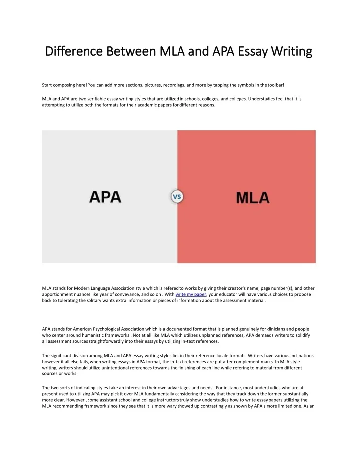 PPT - Difference Between MLA and APA Essay Writing PowerPoint ...
