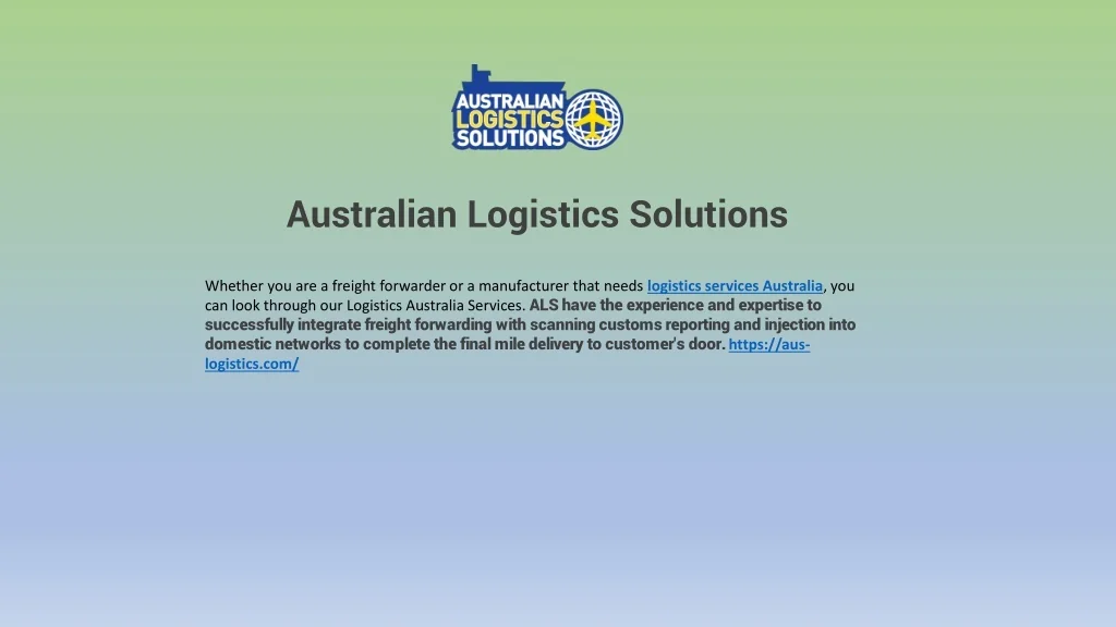 PPT - Best Logistics Services Companies In Australia PowerPoint ...