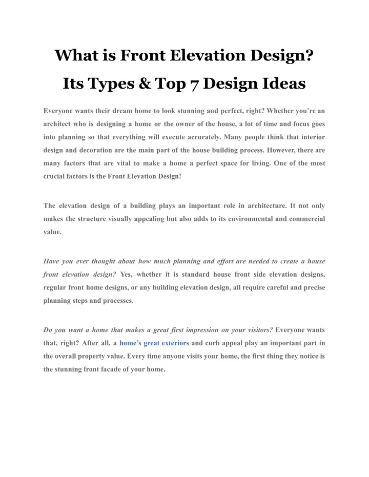 PPT - What is Front Elevation Design? Its Types & Top 7 Design Ideas ...