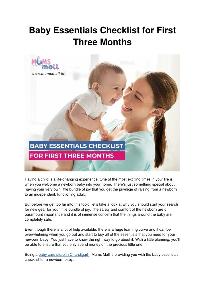 PPT - Checklist of Baby Essentials For First Three Months PowerPoint ...