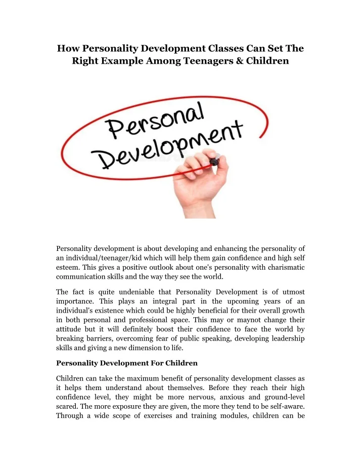 PPT - How Personality Development Classes Can Set The Right Example ...