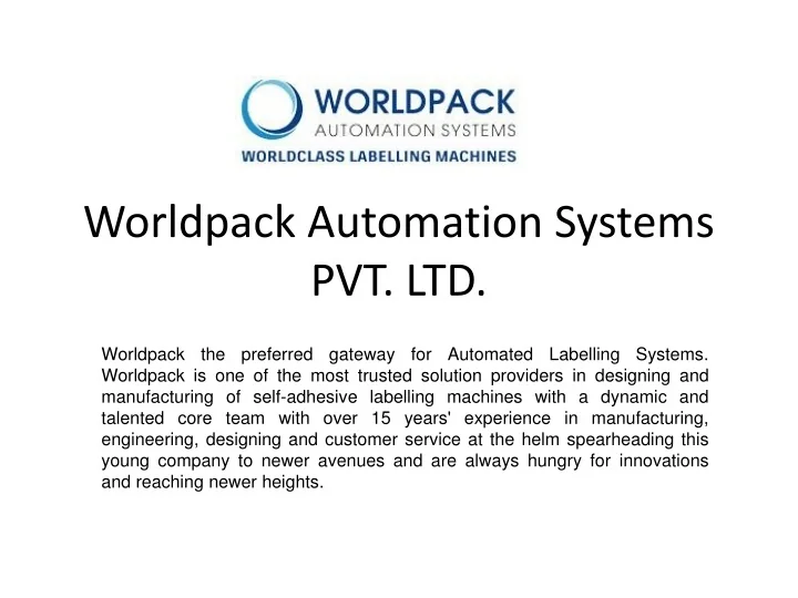PPT - Worldpack Automation Systems PVT PowerPoint Presentation, free ...