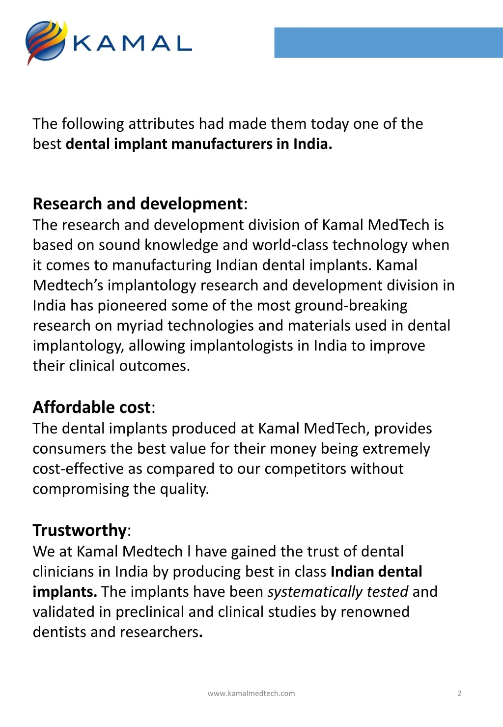 PPT - What Makes Kamal Medtech Best Dental Implant Manufacturer In ...