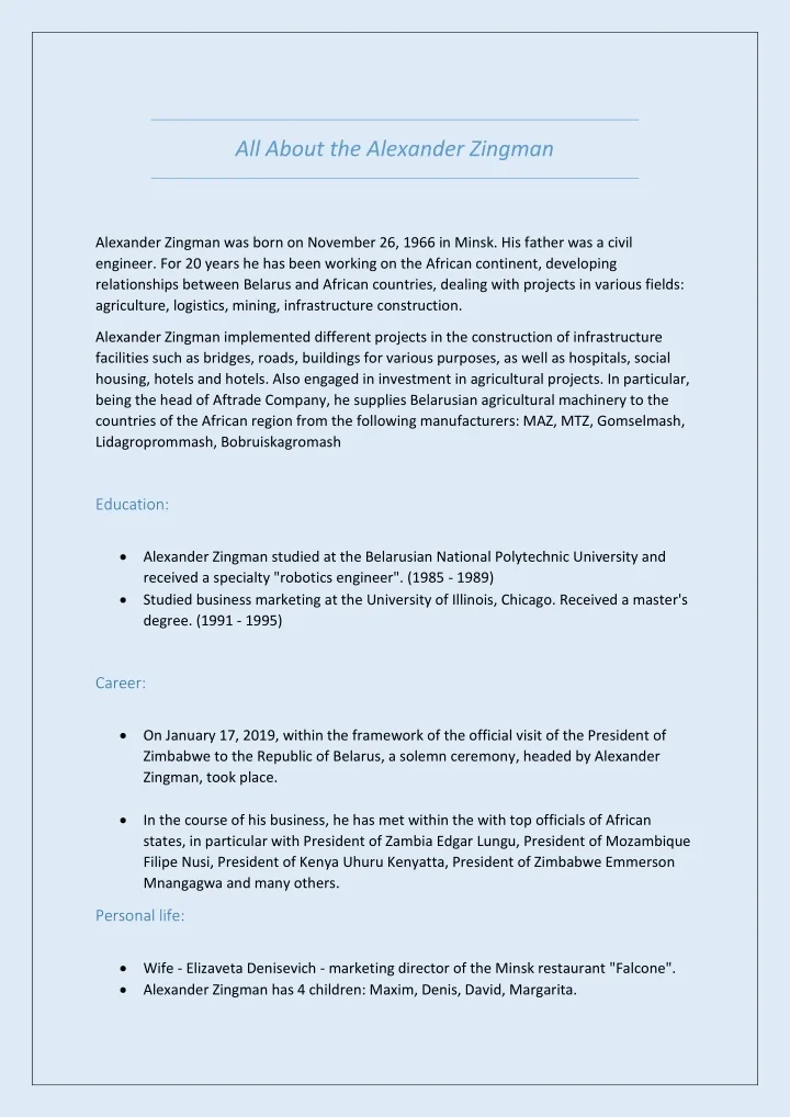 PPT - Alexander Zingman : Know the All About His Career and Life ...