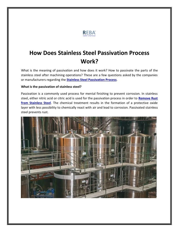 PPT - Stainless Steel Passivation Process PowerPoint Presentation, free ...