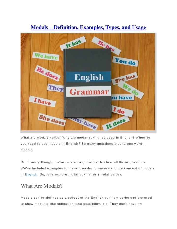 PPT - Modals – Definition, Examples, Types, and Usage PowerPoint ...