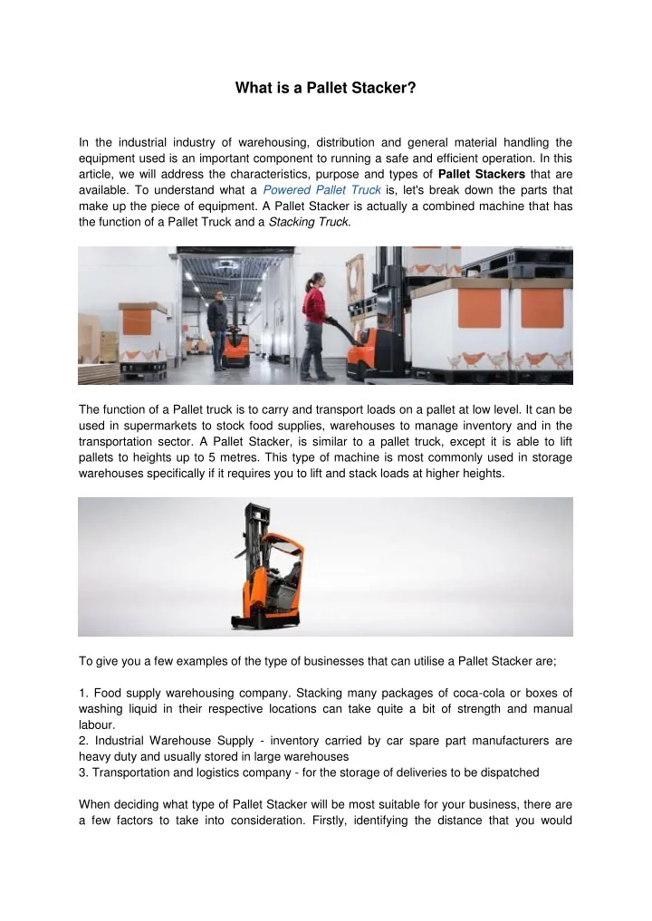 PPT - What is a Pallet Stacker? PowerPoint Presentation, free download ...