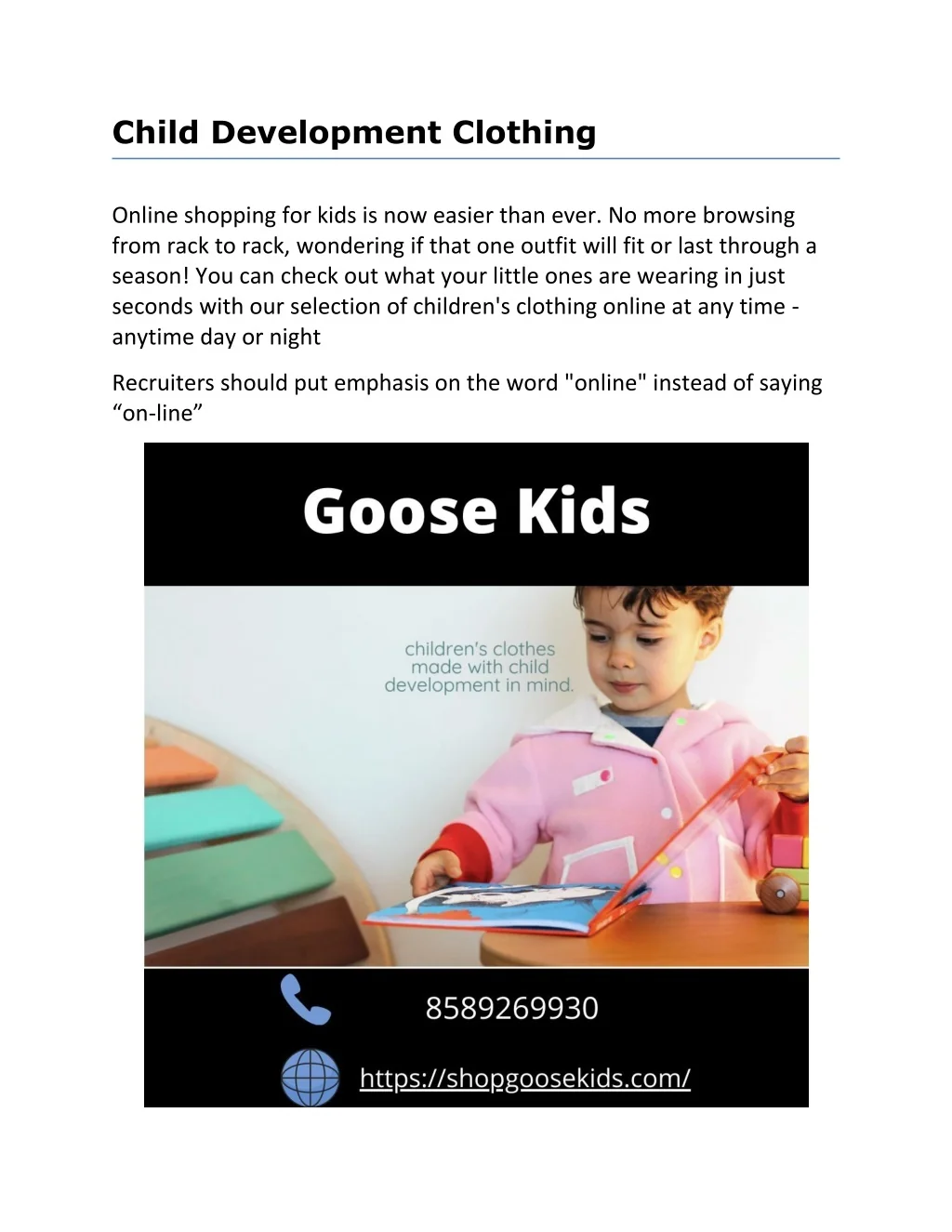 PPT - Child Development Clothing PowerPoint Presentation, free download ...