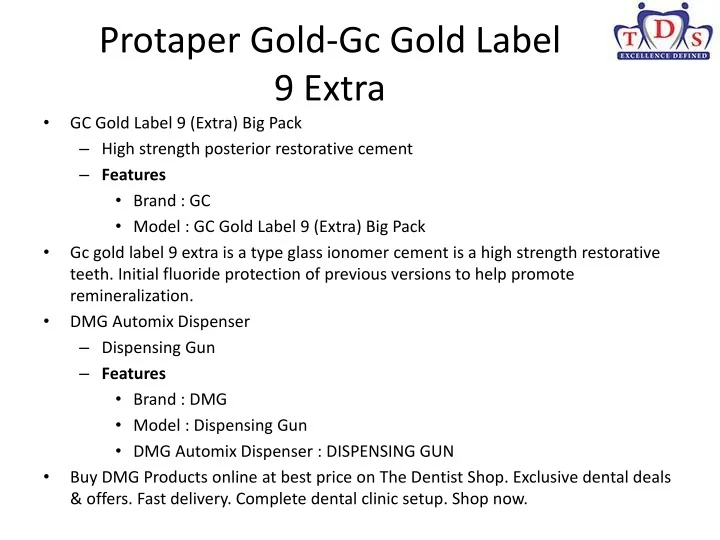 PPT - Protaper Gold-Gc Gold Label 9 Extra PowerPoint Presentation, free ...