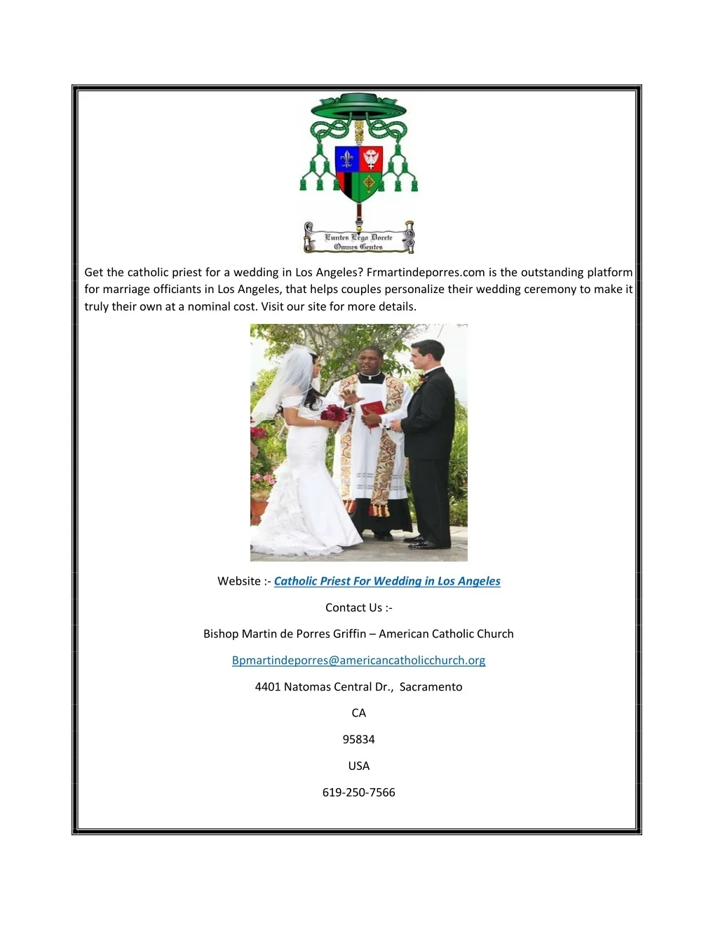 PPT - Marriage Officiant in Los Angeles Frmartindeporres.com PowerPoint ...